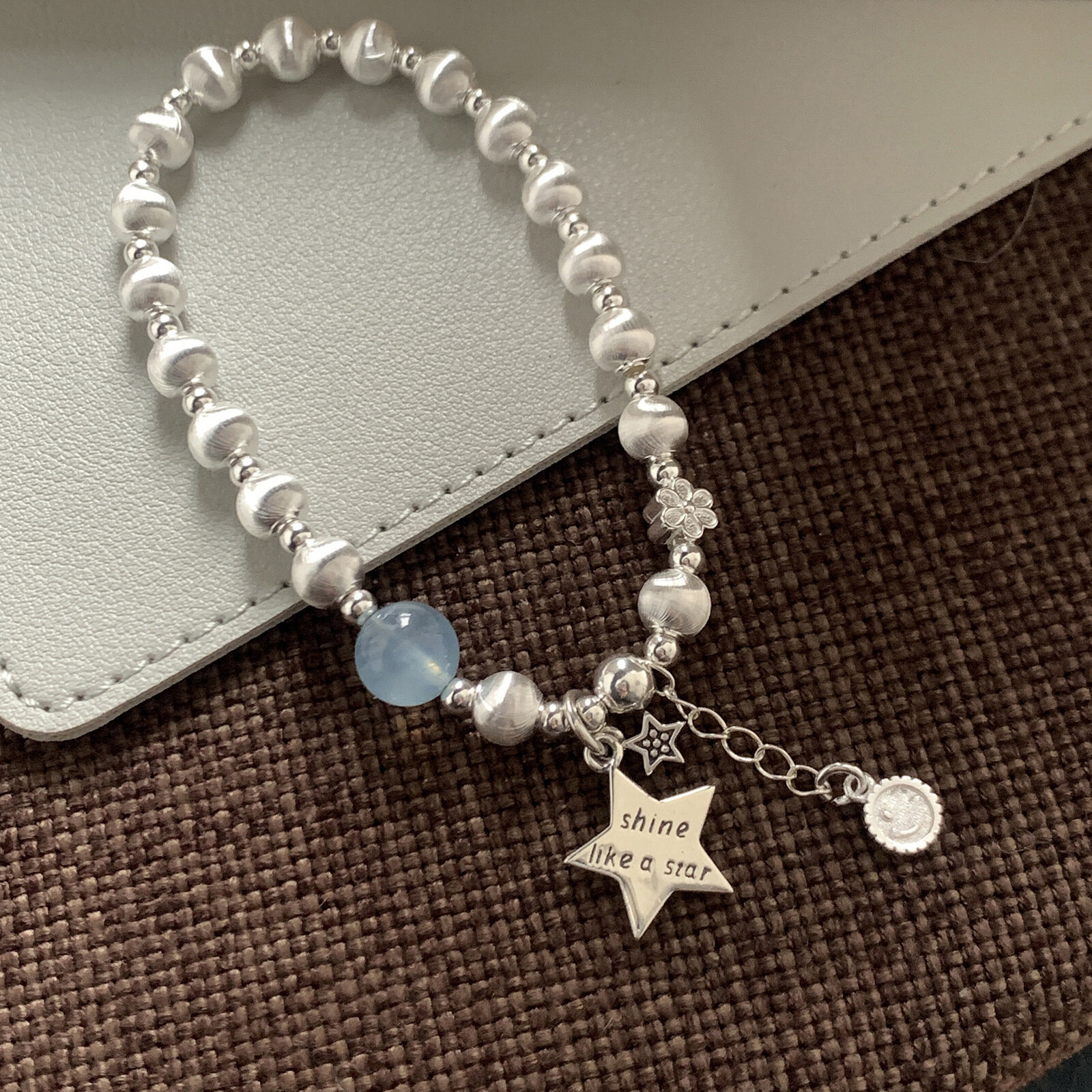 Браслет для гадания, YM S925 Серебро Аквамарин Звезда Женский Роскошь