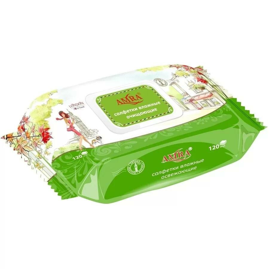 Влажные салфетки Amra "Travel", London, освежающие, 120 шт