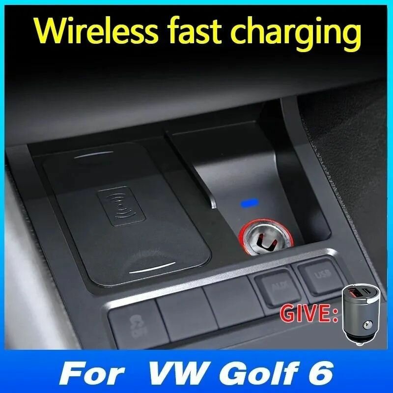 Беспроводная автомобильная зарядка LOYEUANR для Volkswagen 6 MK6 Scirocco Golf 5 MK5 EOS Sagitar 2008-2013 QI 15W, панель быстрой зарядки