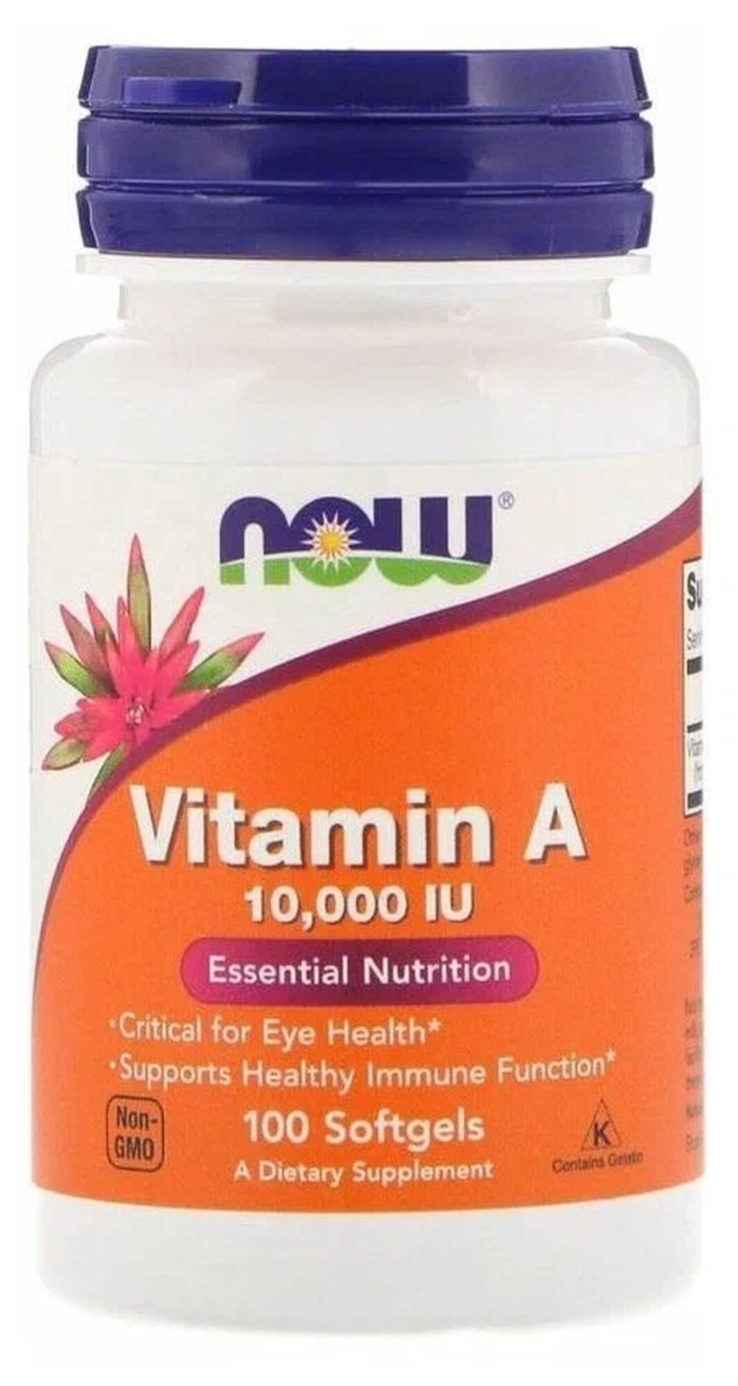 Капсулы NOW Vitamin А 10 000 МЕ, 50 г, 10000 МЕ, 100 шт.
