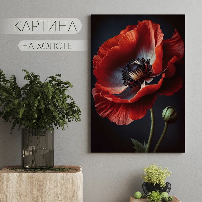 Картина на холсте Маки красивые цветы эстетика природа (27) 60х80 см