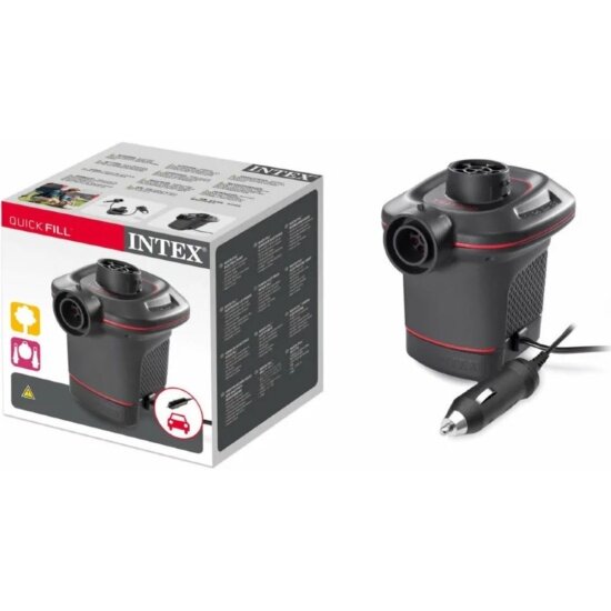 Насос электрический Intex Quick-Fill DC 12В от прикуривателя, 650л/м, 3 насадки в комплекте, 66636