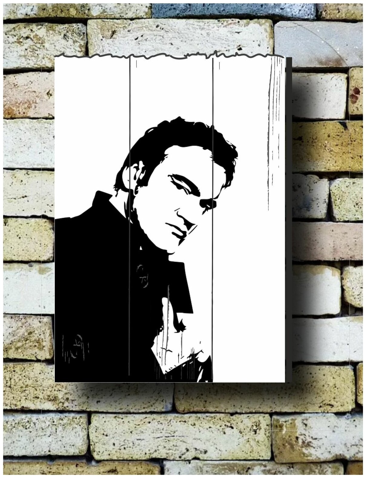 Картина на досках 'Тарантино. Квентин Черно-Белый.'