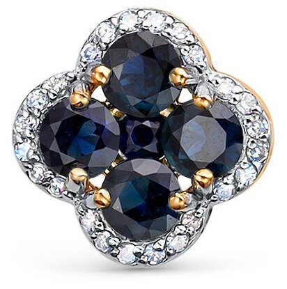 Подвеска, красное золото, 585 проба, родирование, сапфир