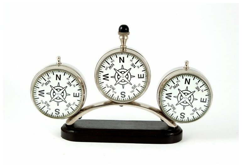 Часы морские "Три времени", никелированная латунь