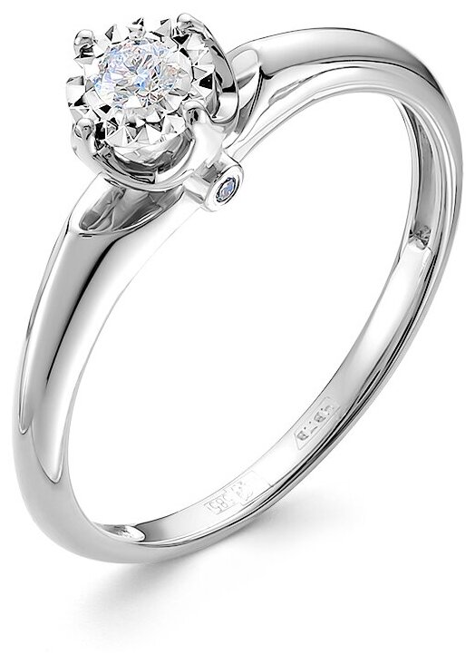 Кольцо, белое золото, 585 проба, родирование, бриллиант