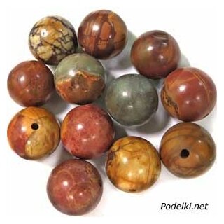 Натуральная бусина Яшма коричневая 0004970 шарик 10 мм, цена за 10 шт.