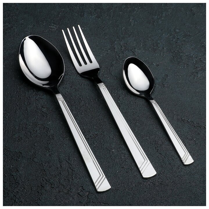 Набор столовый «Аппетит», 18 предметов, толщина 2 мм, картонная коробка, цвет серебряный