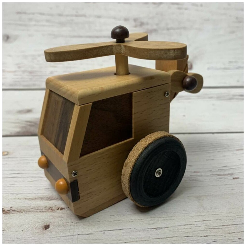 Музыкальная деревянная шкатулка заводная "Вертолёт"