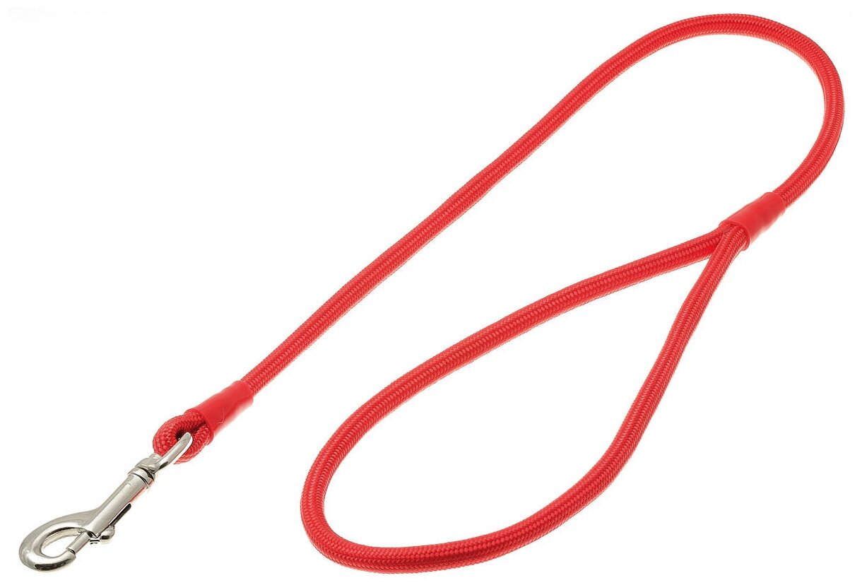 Водилка для малых и средних пород собак и кошек (круглый, ширина 6 мм), стальной карабин, Zoo One, красный, длина 60 см