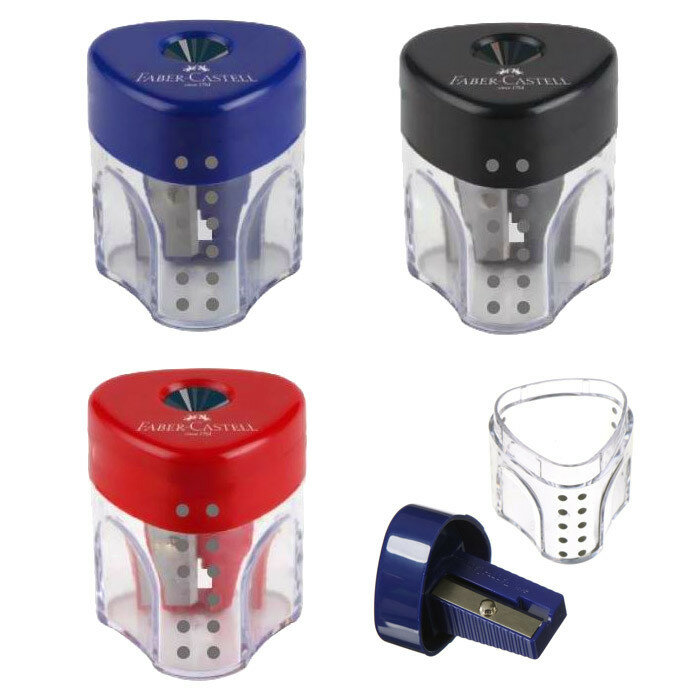 Точилка Faber Castell Точилка пластиковая со "шторкой" Faber-Castell "Grip Auto Mini" 1 отверстие, контейнер, ассорти (красный, синий или черный)