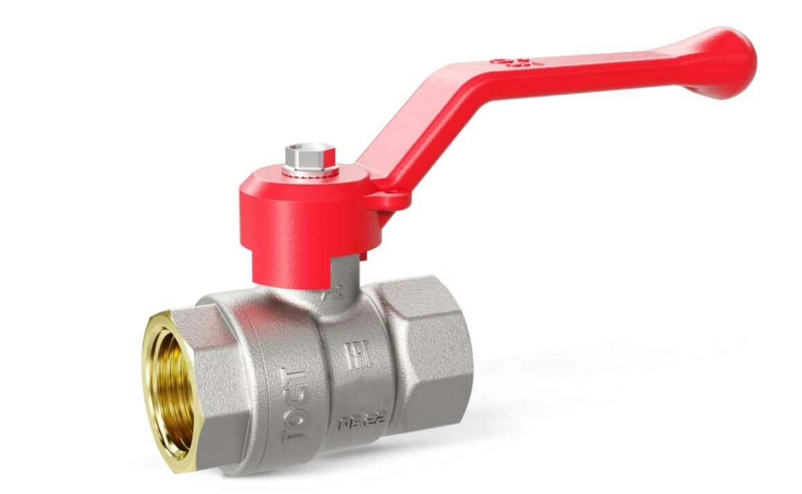 Кран шаровой латунный LD Pride 47.50. В-В. Р Ду 50 Ру 25 рычаг (red). арт. LD 47.301.50 R