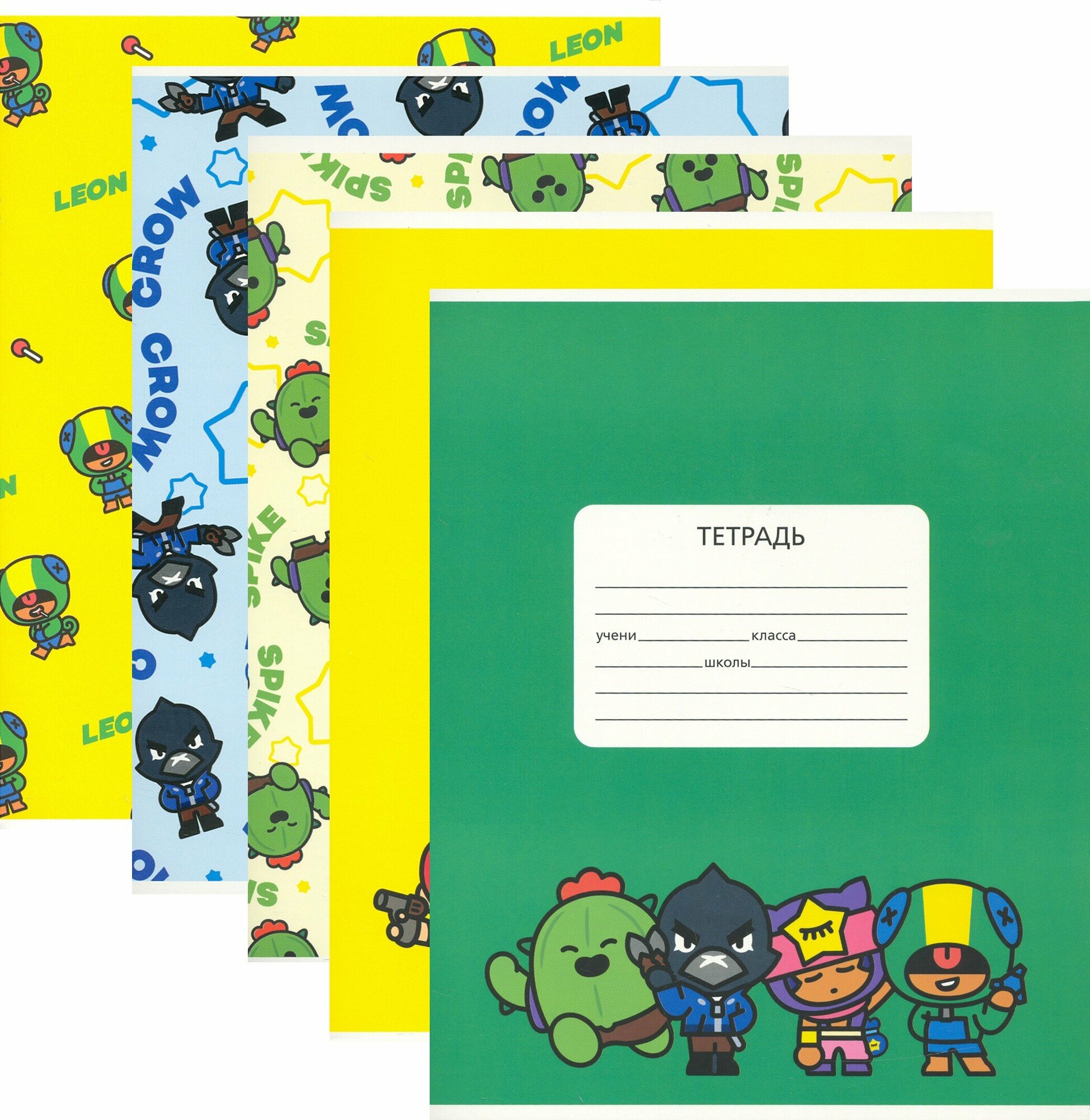 Тетрадь Brawl Stars, 12 листов, клетка, А5, комплект 5 шт.