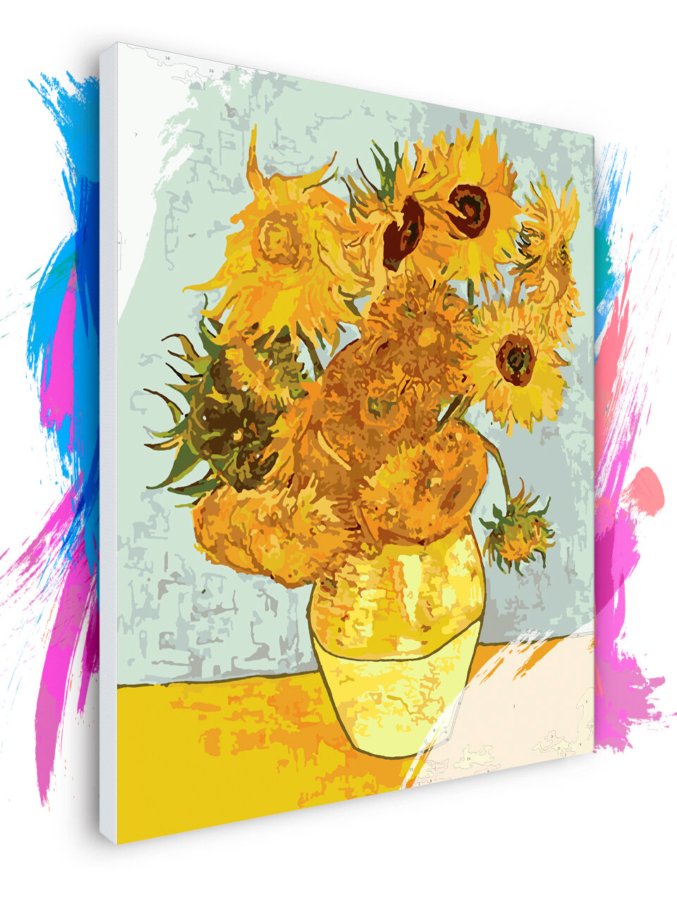 Картина по номерам на холсте Винсент Ван Гог - Подсолнухи, 60 х 80 см
