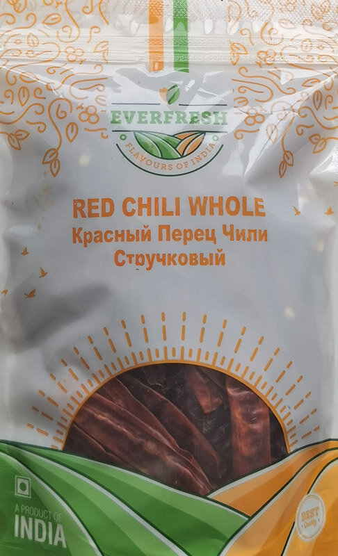 RED CHILI WHOLE, Everfresh (красный перец чили стручковый, Эверфреш), 50 г.