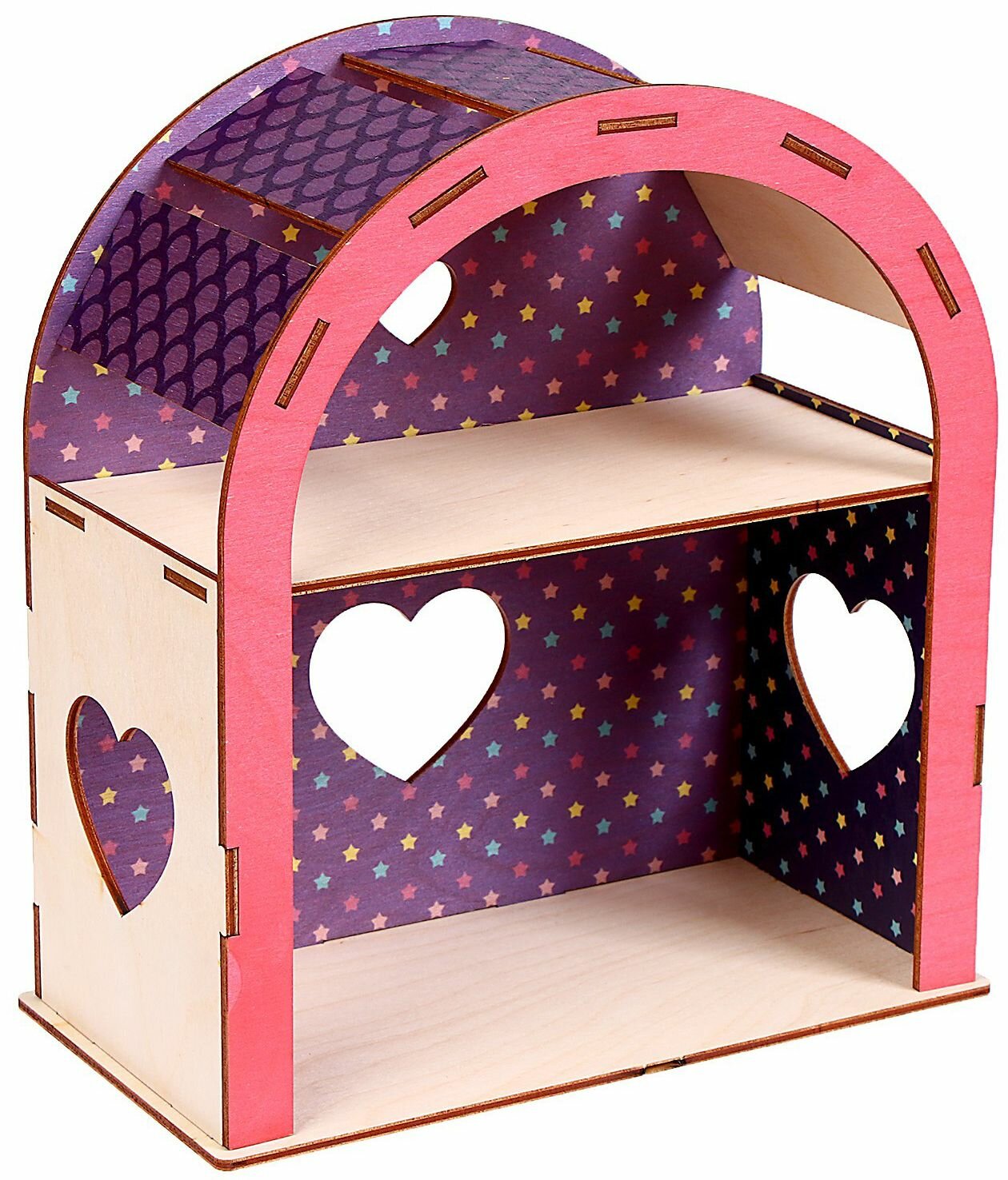 Деревянный кукольный домик Smile Decor "Сердечко" для девочек, игровой набор-конструктор, сборная модель, детская развивающая игрушка для сюжетно-ролевых игр, без мебели, подарок ребенку