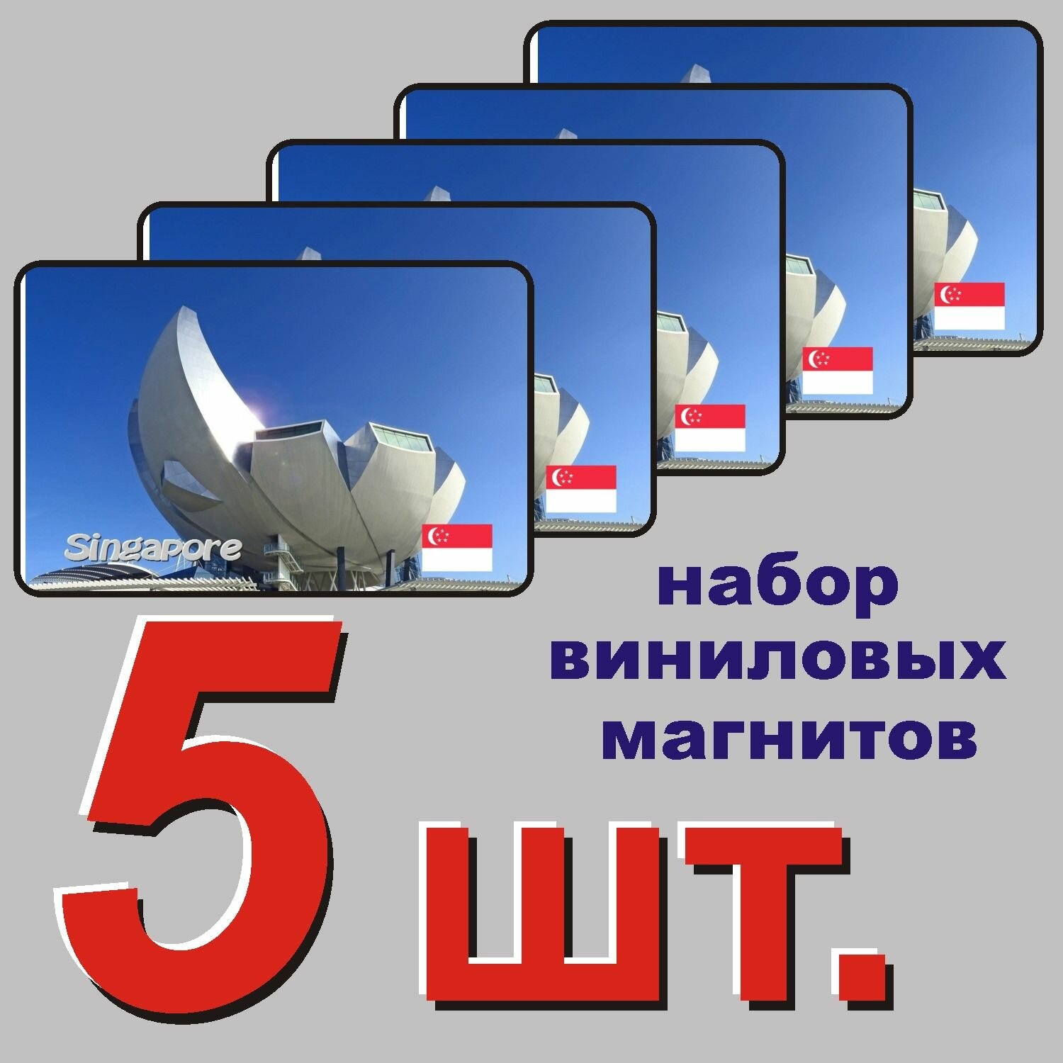 Магнит на холодильник "Сингапур" 5 шт.