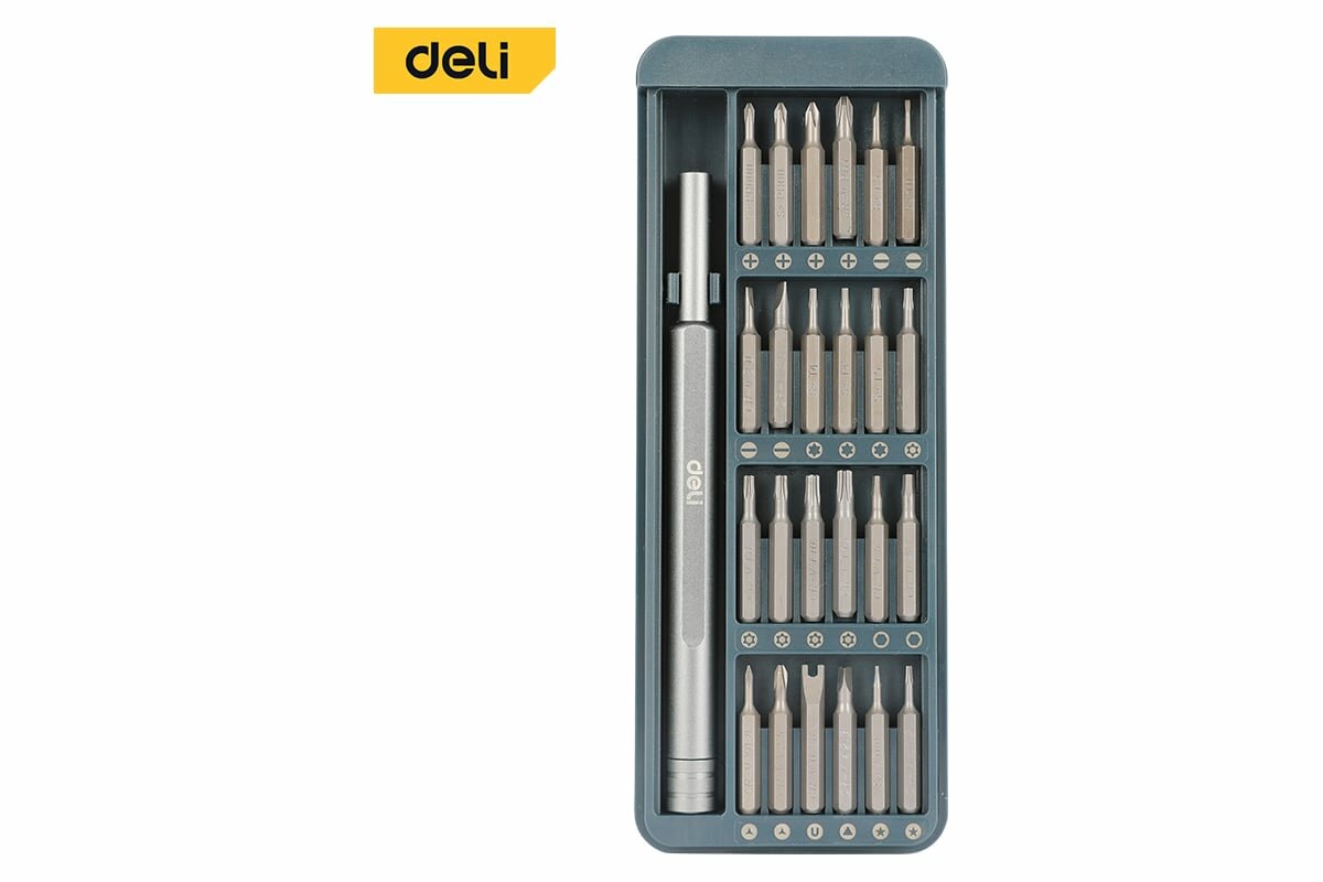 Набор прецизионных отверток Deli DL241025 24 биты, сталь S2+Cr‑V, пластиковый кейс