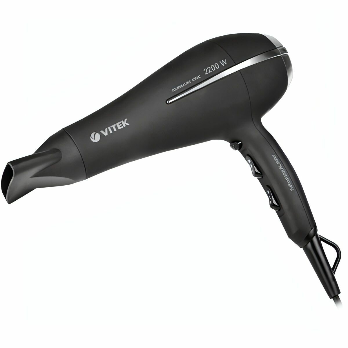 Фен для волос Vitek VT-8222, Tourmaline Ionic + Ceramic coating, 2000 Вт, черный