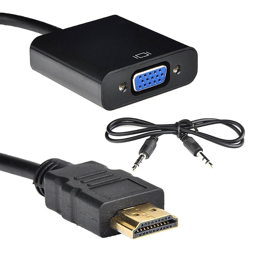 Переходник HDMI to VGA Adapter + AUX кабель, черный