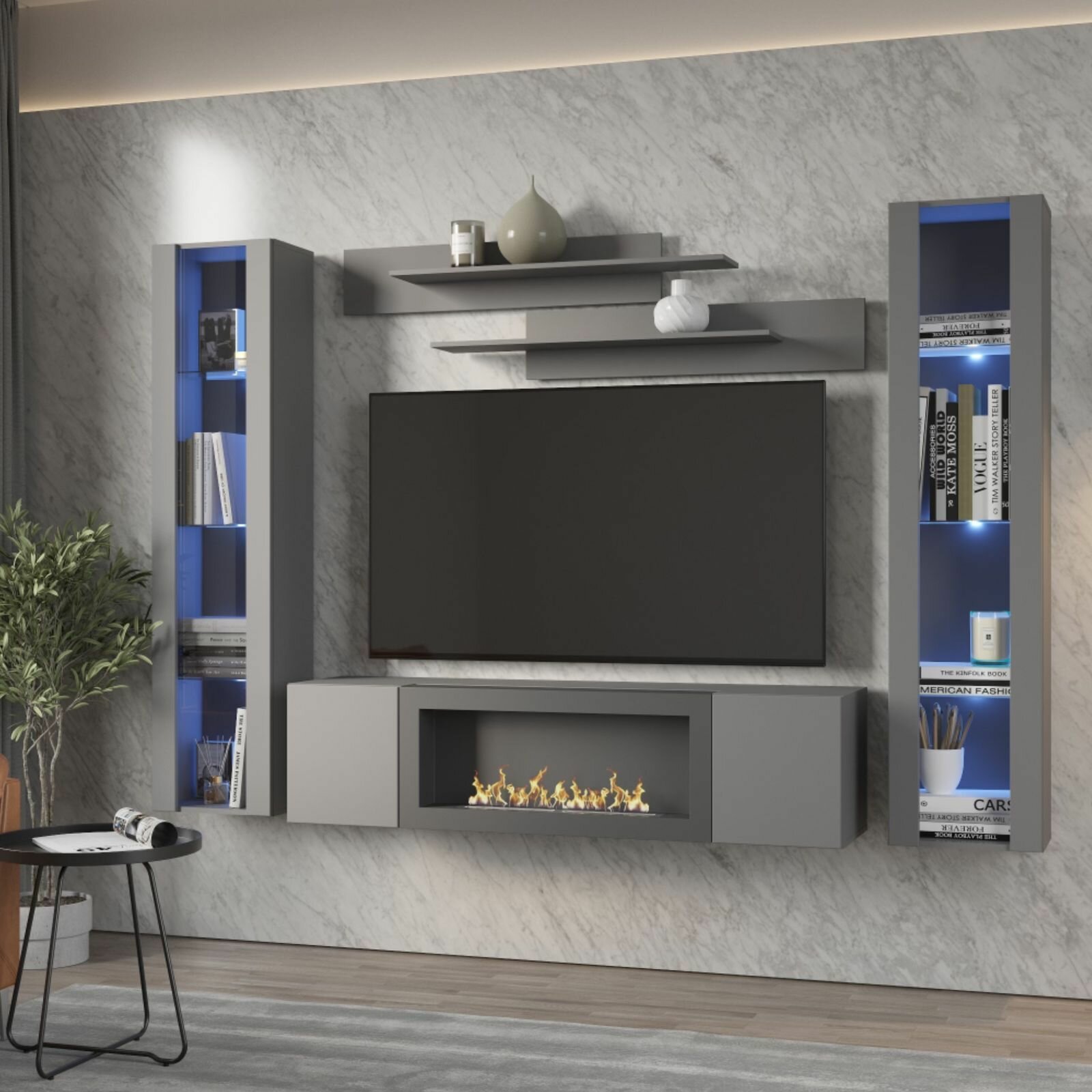 Гостиная TIME 36 с биокамином серый графит