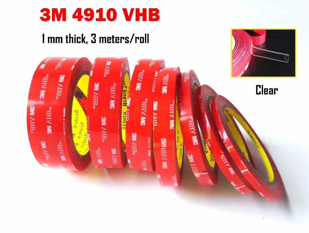 Двухсторонний скотч 3M 4910 прозрачный 10mmx3M