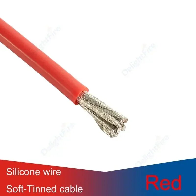 DelightFire Силиконовый провод 18-4 AWG 12В 6 AWG, Red, 2m