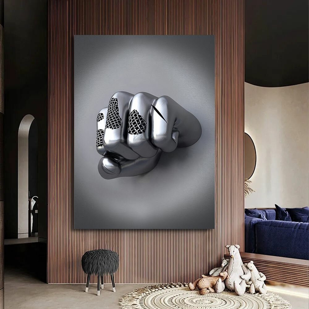 Картина для интерьера на стену, Металические люди 3d, 60х80 см.