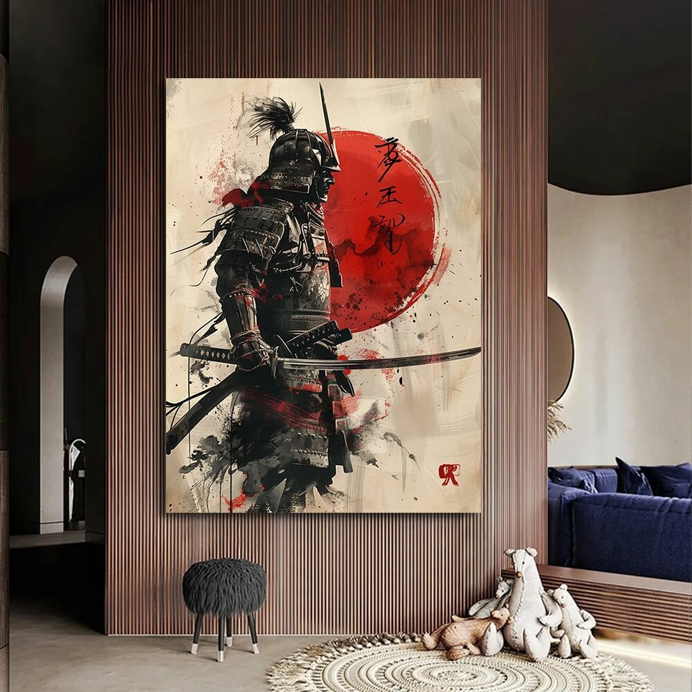 Картина "Самурай", на холсте, на деревянном подрамнике, 40x60 см