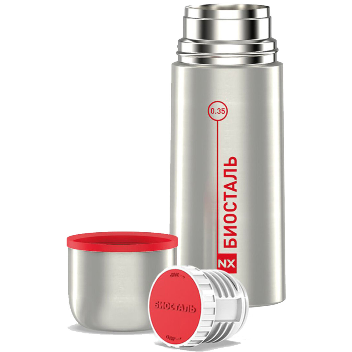 Термос Biostal 0.35л из нержавеющей стали с узким горлом облегченный, NX-350