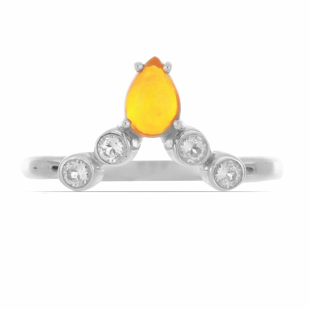 Кольцо, серебро, 925 проба, родирование, опал, топаз