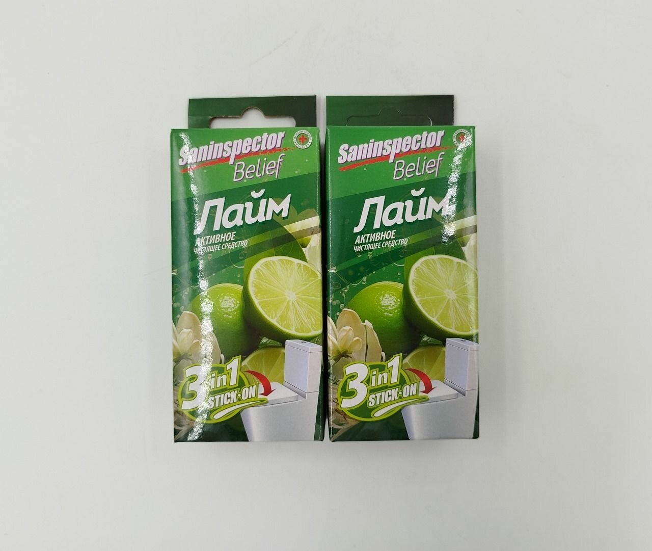 Стикеры - очистители , средство для очистки унитаза Saninspector Belief аромат Лайма, 2 пачка - 6 штук