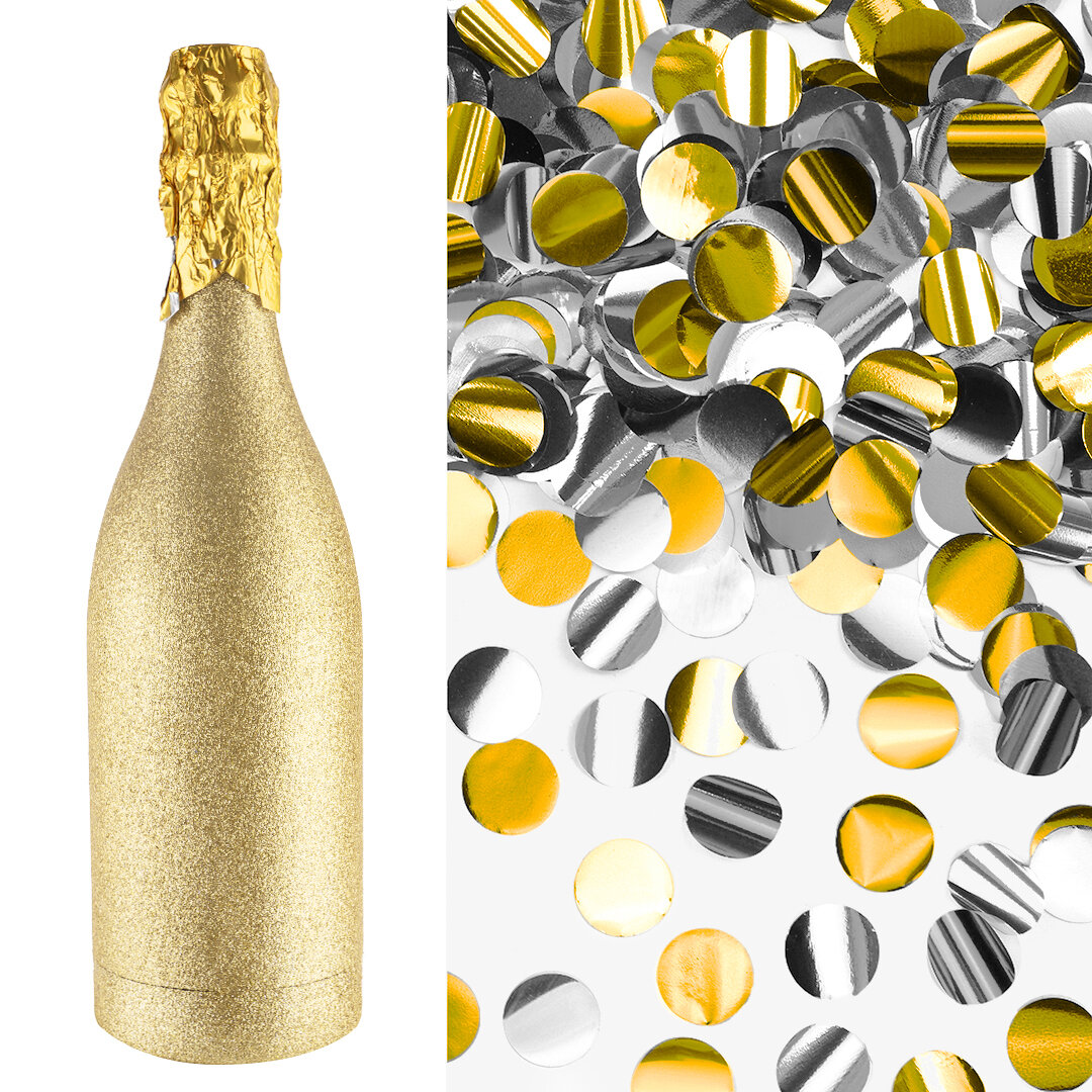 Пневмохлопушка (12/30 см), Бутылка Шампанское, Круги фольга,