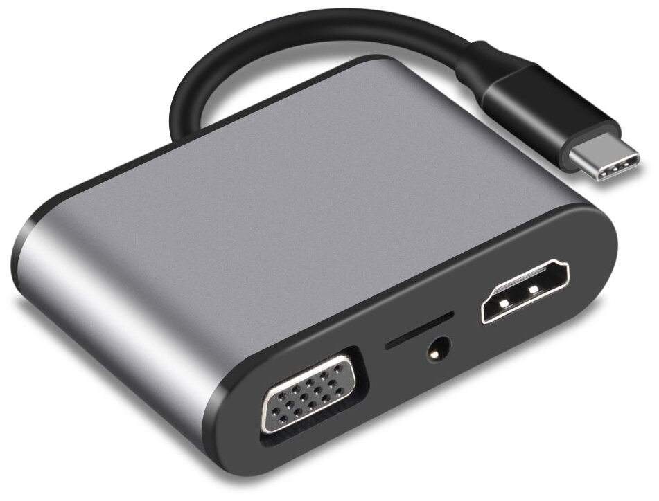 USB-концентратор VCOM CU425M, разъемов: 4, серебристый
