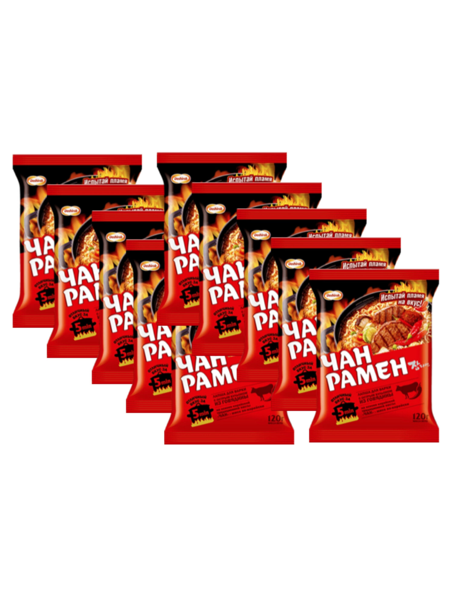 Лапша для варки Чан Рамён Острая говядина 120 г 10 шт