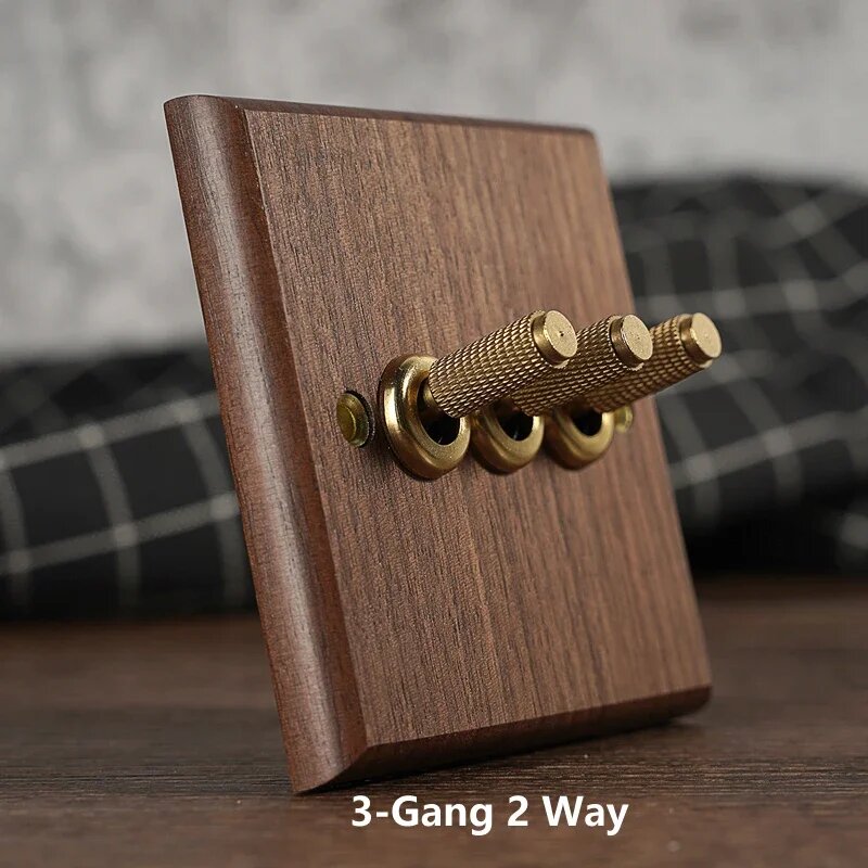 Панель выключателя 3-Gang 2 Way из черного ореха