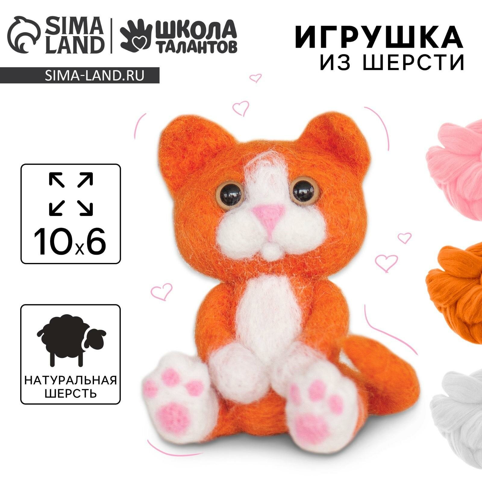 Игрушка из шерсти "Рыжий котёнок", Школа талантов, набор для творчества