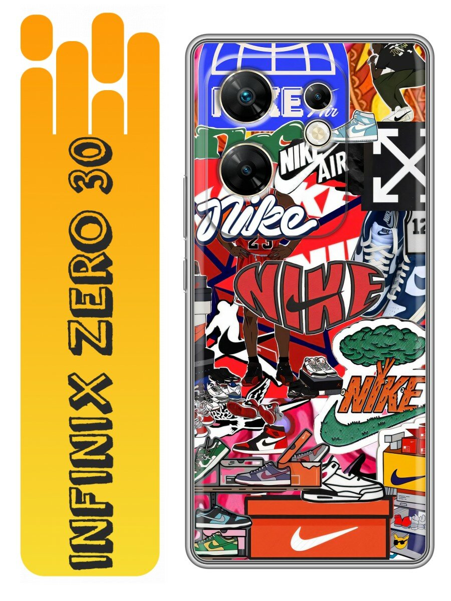 Чехол для Infinix Zero 30 4G с принтом Найк Nike яркий (Инфиникс Зеро 30 4G)