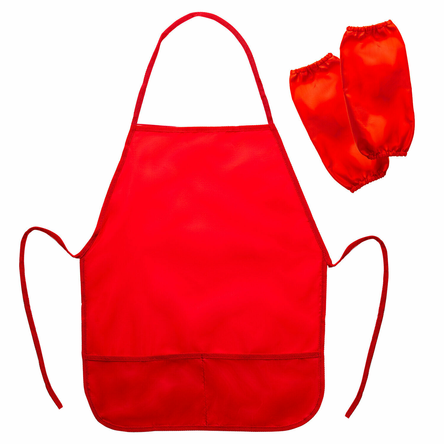 Фартук с нарукавниками для уроков труда Пифагор малый, полиэстер, 39х49 см, красный