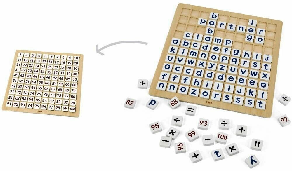 Развивающая игра VIGA "Буквы и цифры", дерево, в пакете