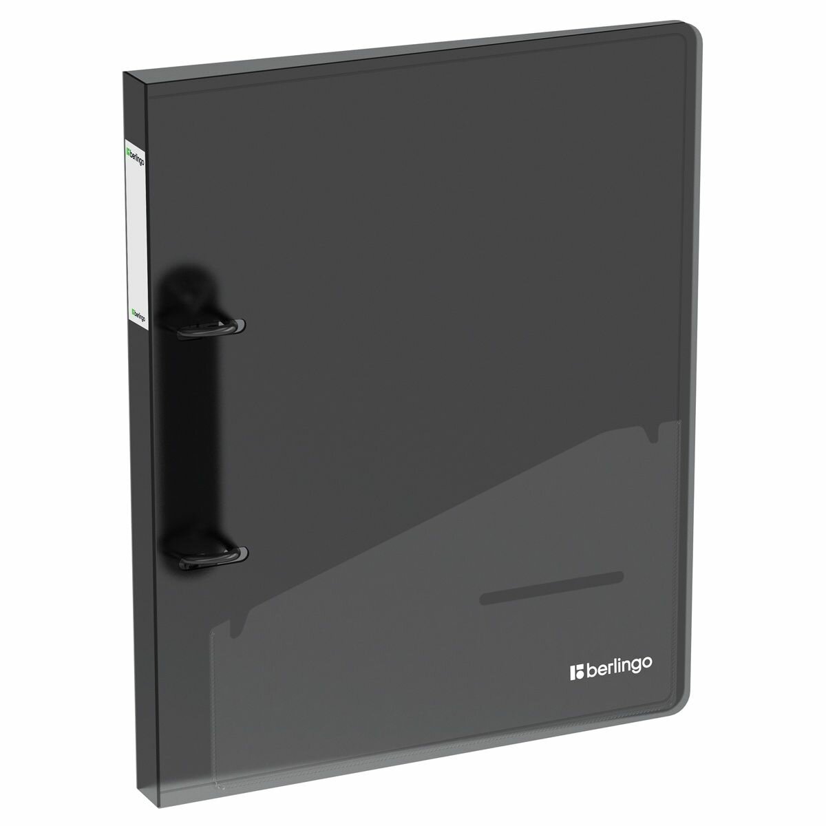 Папка на 2 кольцах Berlingo "No Secret", 24 мм, 700 мкм, полупрозрачная черная, D-кольца (RB4_2D993)