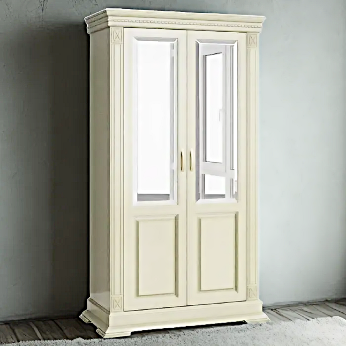 Шкаф распашной ммк-древ, Верди 029 белый, зеркало, 100*55*220