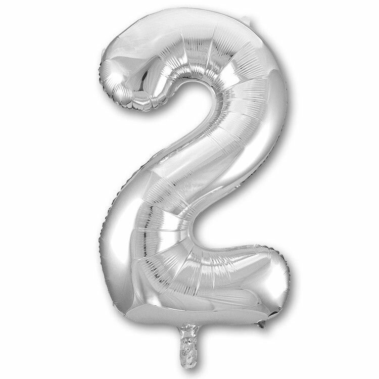 Воздушный шар Веселая затея "Цифра 2", Silver, 40 дюймов