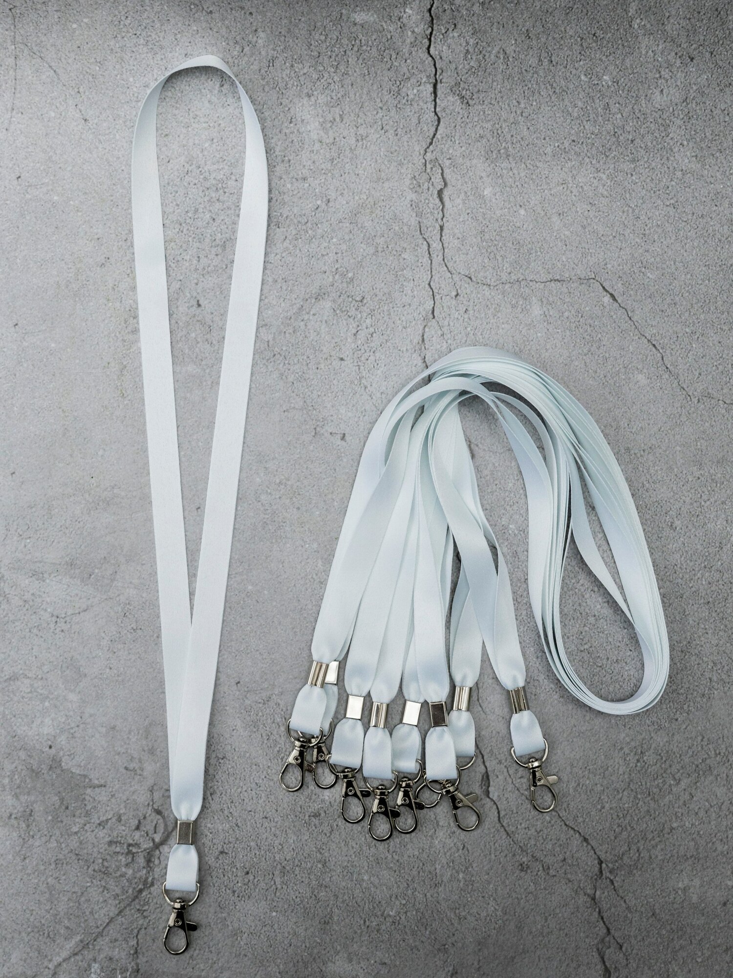 Лента для бейджа с карабином , 15 мм, белая - 10 шт