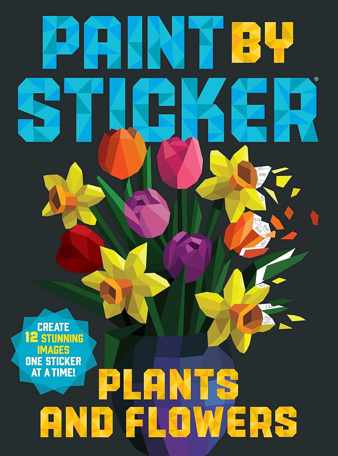 Раскраска наклейками Plants and Flowers, 12 изображений, издательство Workman Publishing
