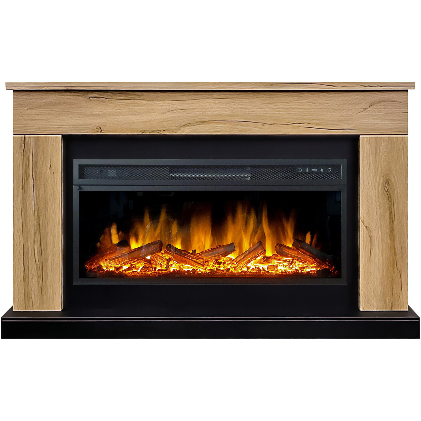 Линейный электрокамин Royal Flame Bergen DN-GF с очагом Vision 42 LOG LED, обогрев, пульт ДУ (камин электрический)