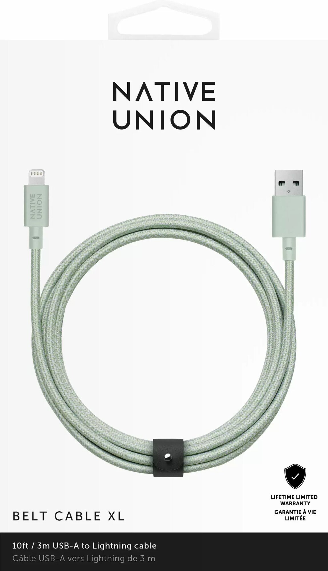 Кабель для iPhone, iPad Native Union Belt (BELT-L-GRN-3-NP) USB-A to Lightning 3m (Light Green)