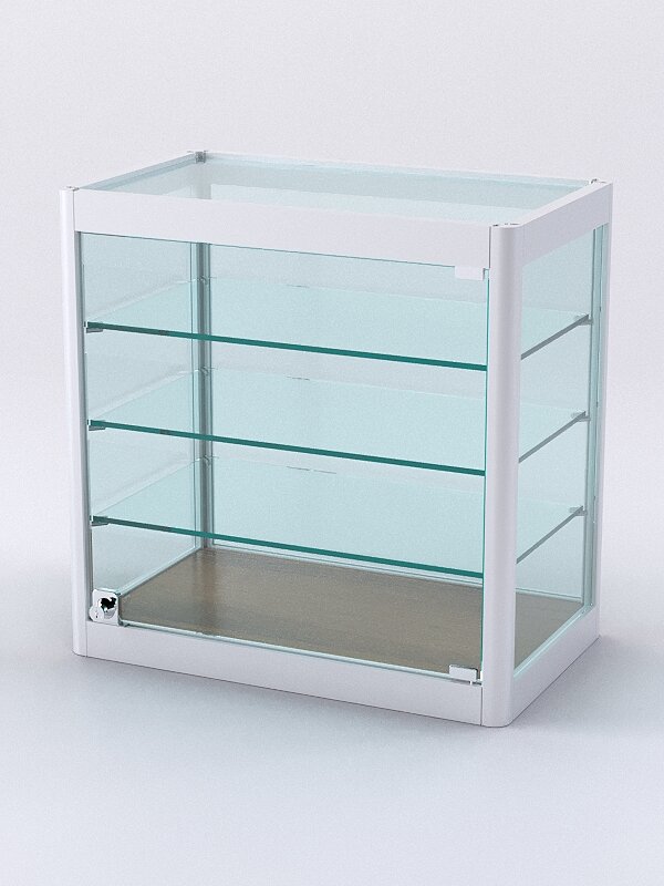 Витрина из профиля настольная "вайб" №4-3П-С-300 (задняя стенка Cтекло), Орех