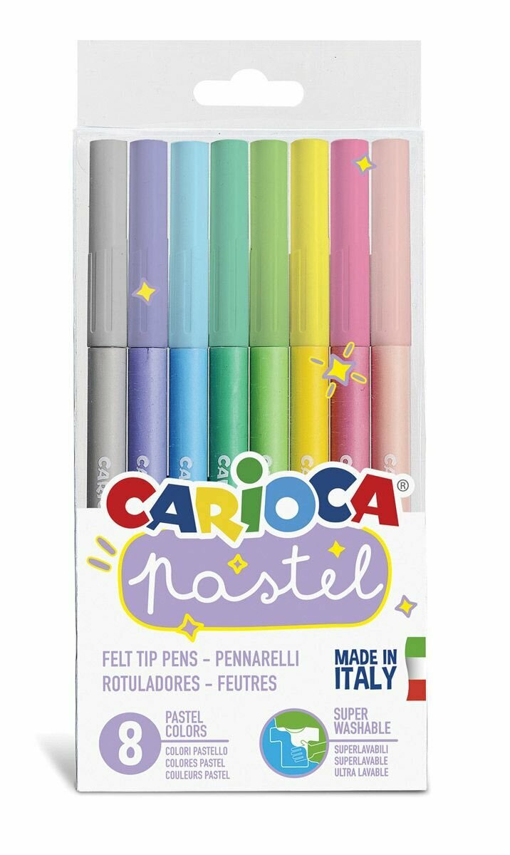 CARIOCA Pastel фломастеры для рисования, набор 8 пастельных цветов 43032