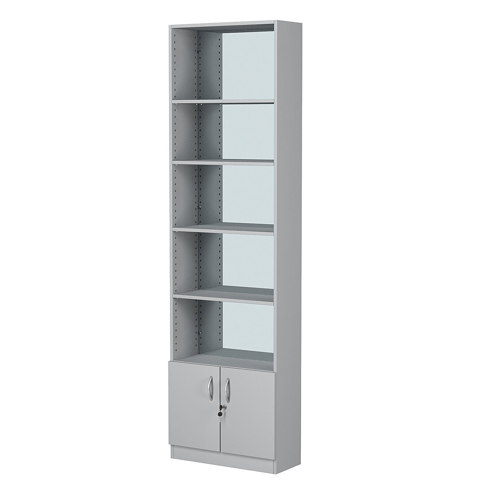 Стеллаж из ДСП с 4-мя полками 250x600 мм серии LEVEL-4 №4-2 (З/C - зеркало), Серый